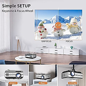 Portable LCD LED Projector Support HD 1080P Mini Home Video Projectors 2800 Lumen Multimedia HDMI Audio USB,Compatible with TV Stick DVD Laptop PC Xbox 360 Wii Playstation, Built-in Speakers