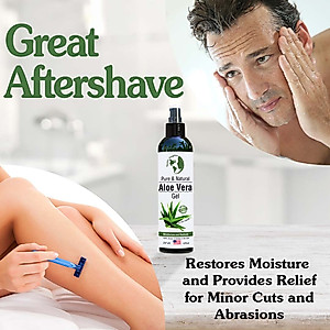 Earth's Daughter Organic Aloe Vera Gel from 100% Pure and Natural Cold Pressed Aloe - Great for Face - Hair - Acne - Sunburn - Bug Bites - Rashes - Eczema - 8 Oz.