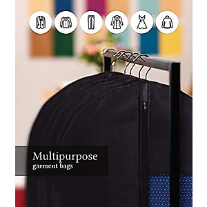 Garment Bags with Shoe Bag - Breathable Garment Bag Covers Set of 5 for Suit Carriers, Dresses, Linens, Storage or Travel - Suit Bag with Clear Window