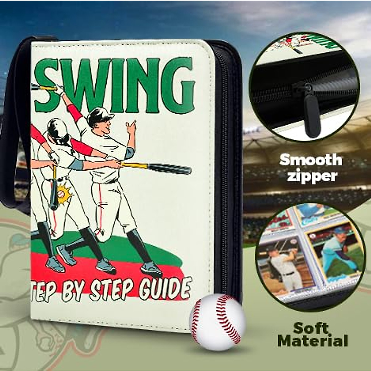 Guacalloon Baseball Card Binder with Sleeves, 440 Pockets Trading Card Holder Protectors Albums, Card Storage Organizer Case Compatible with Topps Baseball Card and other Trading Cards