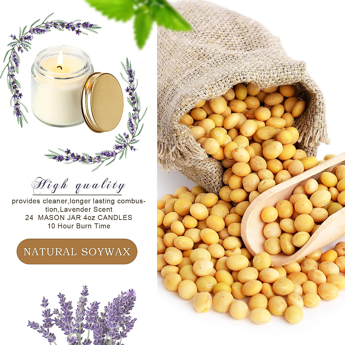 Lounsweer 24 Pcs Bulk Candles Mini Mason Jar Candles 4oz Small Scented Wedding Favors Gifts Lavender Wax Stress Relief Aromatherapy Candles for Christmas Birthday Baby Shower Party Favors(Gold)