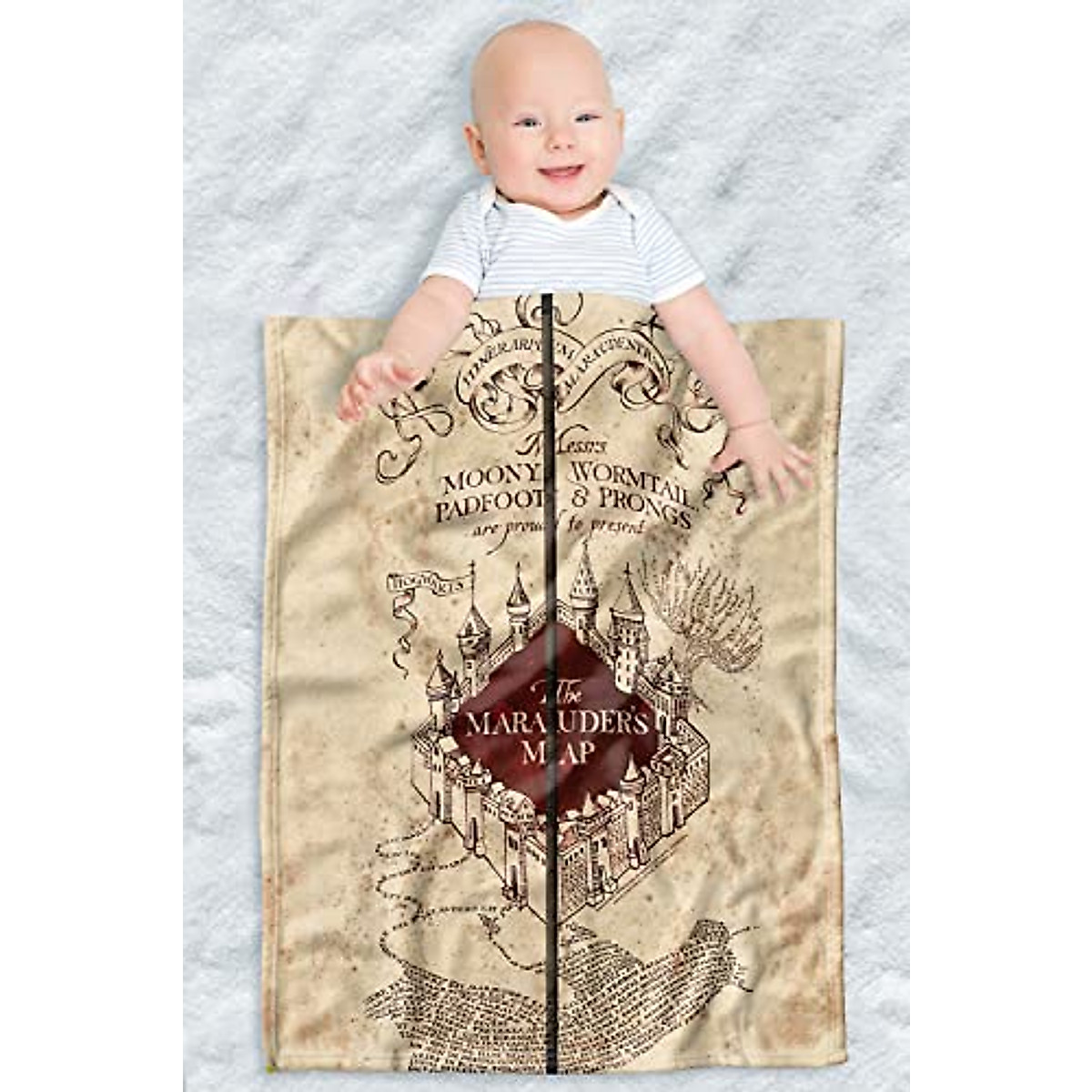 Harry Potter Soft Fleece Baby Blanket for Infant Toddler, All Season Cozy Crib Throw 30"x40" Folded Map