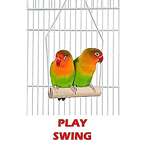 63-Inch Large Flight Bird Cage with Toys and 10-Step Play Ladder for Cockatiel Parakeet Finch Budgie Lovebird Canary Finch Pet Bird Cage with Rolling Stand (White with Toy)