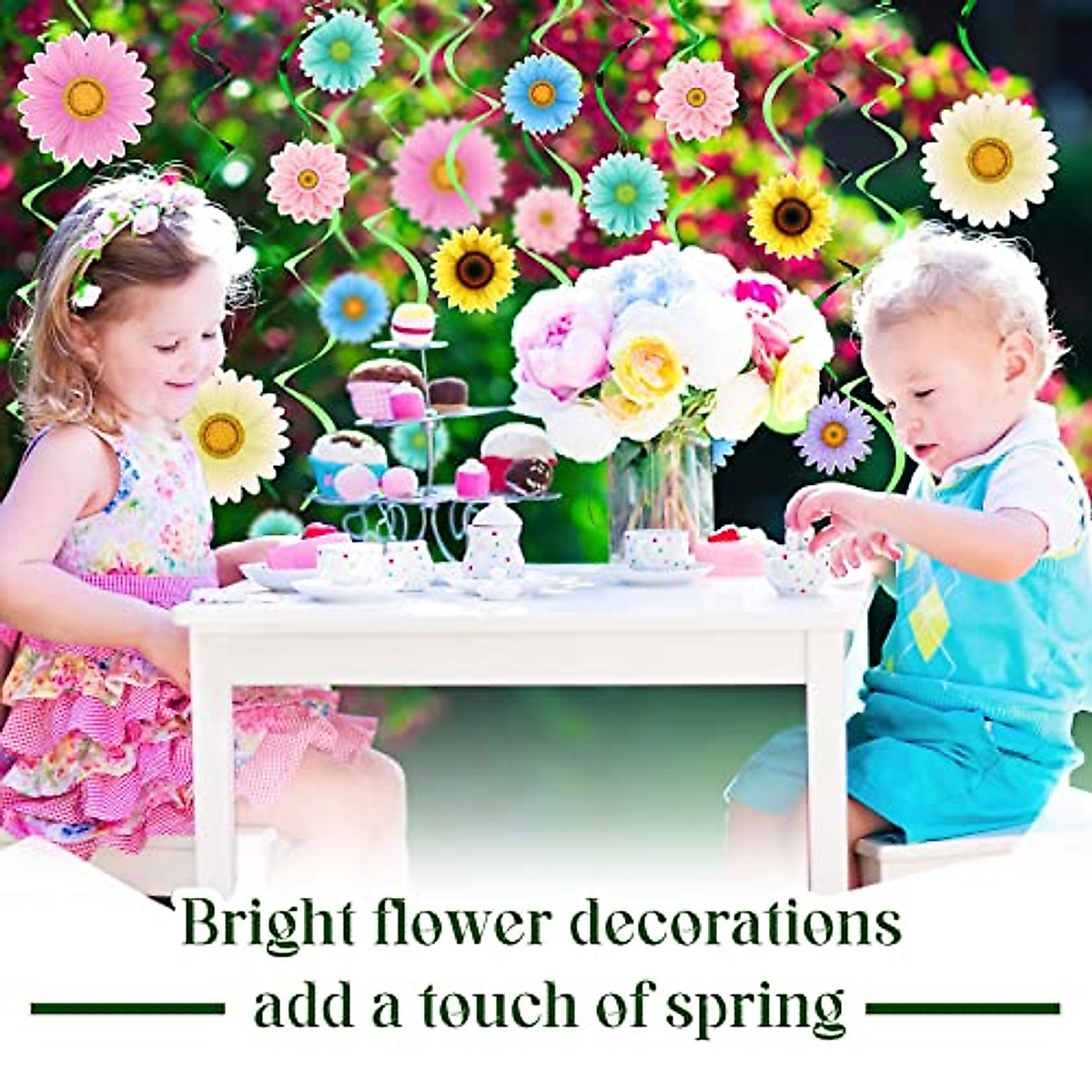 42 Pieces Sun Flowers Hanging Swirl Decorations Sunflower Ceiling Hanging Decor Back to School Decor Sunflower Spring Party Decor for Classroom Blackboard Decor