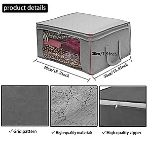 Foldable Storage Bag, Set of 2 Large Foldable Clothes Organizer 49 X 36 X 20 CM, Clear Window and Carry Handles, Great for Comforters,Blankets,Pillow,Bedding,with Sturdy Zipper,Clear Window (Grey)