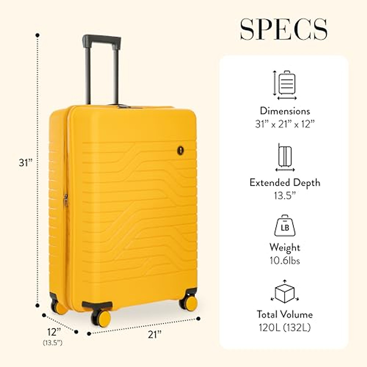 Bric's 28" Expandable Spinner Suitcase - Travel Luggage with TSA-Approved Lock and Hard Shell Exterior - B|Y Ulisse - Mango