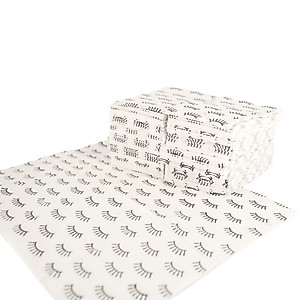Disposable Lashing Dental Bib | 125 Pack | Size 13x18" inches | Eyelash Extension Supplies | White Bib with Simple Lash Print Design