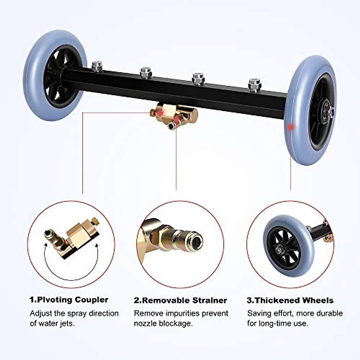 LOVHO Dual-Purpose Pressure Washer Undercarriage Cleaner 4000 PSI Under Carriage Power Washer, Under Car Wash Water Broom with 3 Extension Wands