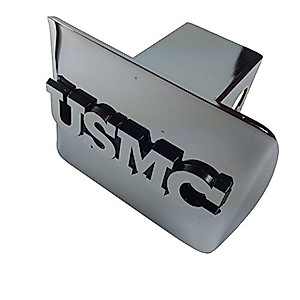"USMC" Marine Emblem on Chrome METAL Hitch Cover