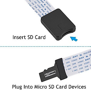 ASHATA Mini SD to Mini SD Card Extension Cable Adapter Flexible Extender with Case, TF to TF Extender Cable for 3D Printer/Car/GPS/Camera/DVD/DVR/LED Display Board (60CM)