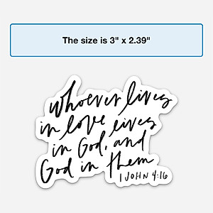 Swaygirls Religious stickers | Christian quote stickers | Faith decals | 1 John 4:16 sticker (Black & White)