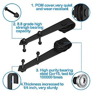 ZEKOO 8FT Bypass Barn Door Hardware Kit Double Bypass Barn Door Hardware Double Track Black Roller Hanger