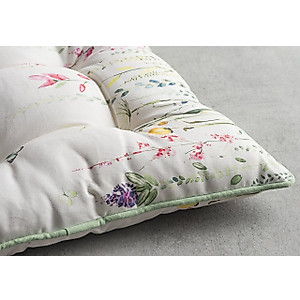 Maison d' Hermine Chairpads 100% Cotton Set of 2 Polyester Filling Cushion/Pillow Decorative Chair Pads with Ties for Kitchen, Party, Home & Camping, Botanical Fresh, Placed - Spring/Summer (16"x16")