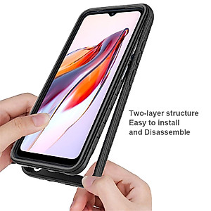 DAMONDY for Redmi 12C Case, Xiaomi Redmi 12C Phone Case,Shock 2 in 1 Drop Protection Hybrid Heavy Duty Dual Layer Armor Protective Case Cover for Xiaomi Redmi 12C -Black