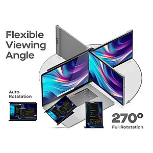 New Mobile Pixels Duex Max 14.1" Portable Monitor, Full HD 1080P IPS Auto Rotated Laptop Screen Extender, USB A/Type-C USB Powered Plug and Play, Windows/Mac/Android/Switch Compatible (Gunmetal Grey)