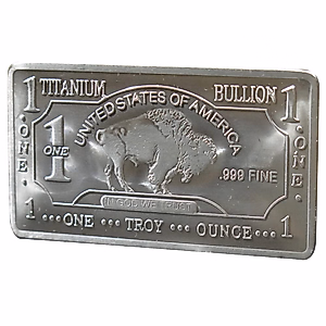 1 Oz One Troy Ounce USA American Buffalo .999 Fine Titanium Bullion Bar Ti Element with Certificate of Authenticity by Unique Metals