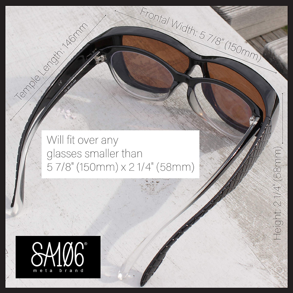 SA106 Polarized 55mm Fit Over OTG Butterfly Rhinestone Diva Sunglasses Shiny Black