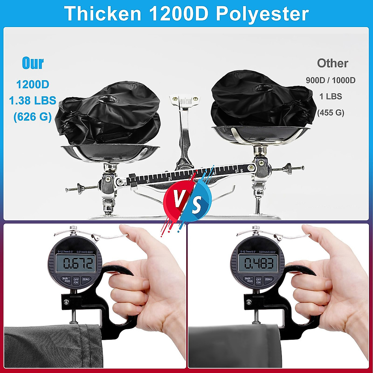 ZHOUMADE Water Bags for Weight, Water Weight Bag up to 100 lbs, Thicken 1200D Durable Polyester Weights for Outside Umbrella Stand, Water Weights for Umbrella Stand, Furniture Leg Weights (2PCS)