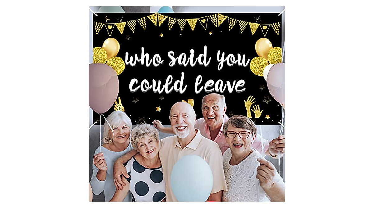 Retirement & Farewell Party Banner - Black & Gold Decorations