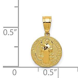 IceCarats 14K Yellow Gold San Benito Round Small Necklace Charm Pendant 36mm x 10mm Only