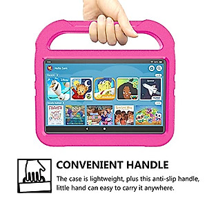 Fire 7 Tablet Case for Kids (Only Compatible 12th Generation, 2022 Release) - DJ&RPPQ Lightweight Shockproof Kid-Friendly Cover with Handle and Stand for Amazon Kindle Fire 7 Kids Tablet - Pink