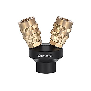 INTERTOOL 2-Way Round Air Splitter Manifold, 1/4-inch Female NPT, With Quick Coupler Connectors, V-Type PT08-1852