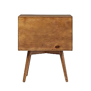 Walker Edison Mid Century Modern Wood Nightstand Side Table Bedroom Storage Drawer and Shelf Bedside End Table, 1 Drawer, Caramel