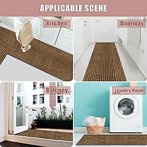 ZGR Runner Rug 2 ft x 6 ft Indoor/Outdoor Low Profile, Hallway, Kitchen, Patio, Deck Area, RV, Entryway, Garage, with Natural Non-Slip Rubber Backing, Brown with Brown Stripe, Custom