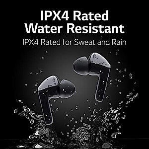 LG TONE Free FN6 - UVnano Kills 99.9% of Bacteria on Speaker Mesh True Wireless Bluetooth Earbuds with Meridian Sound, Dual Microphone, iPhone and Android Compatible, Wireless, Fast Charging, Black