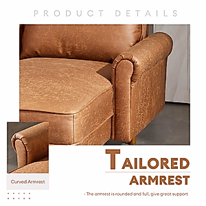 Weaxty 81.55" Sofa Couch, L Shaped Faux Leather Sectional with Chaise Suede Fabric Couch Sofas with Comfortable Cushions for Small Space Living Room Apartment, Right Chaise Brown