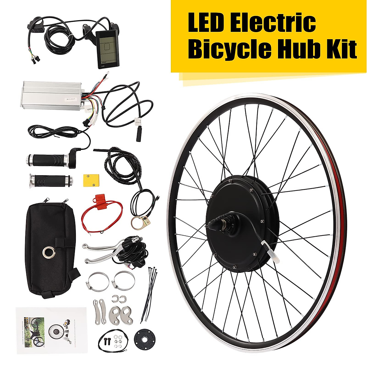 HarBin-Star Electric Bike Conversion Kit, 48V 1200W 700C Front Wheel Powerful Motor E-Bike Conversion Kit, Electric Bicycle Motor Kit Dual Mode Controller W/LCD Display Twist Throttle PAS