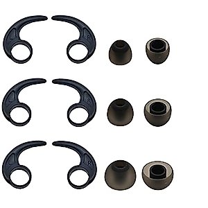 BLLQ Replacement for Jay Bird x4 x3 x2 Ear Tips Ear Hooks Ear Fins Wing Tips 12 PCS Accessories, Silicone EarHooks Earbuds Tips Eargels Eartips Compatible with Jay Bird X2 X3 X4 S/M/L Black (Jbird)