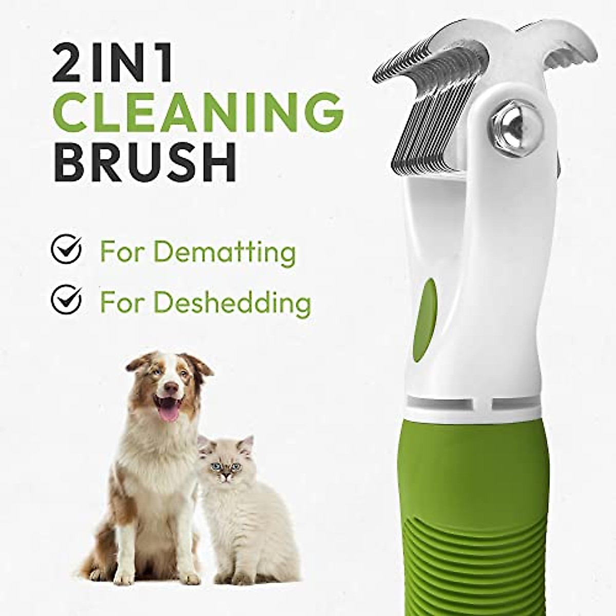 Undercoat Rake for Dogs & Cats - Double Sided Comb for Detangling and Removing Knots - 2 Sided Dematting Tool - Deshedding Brush for Grooming Pets with Long Hair Prone to Matting - Ebook Guide