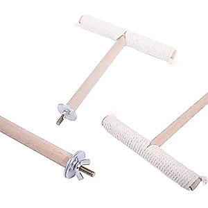 Dft Bird Toys, Natural Wood Bird Perch Stand T-Shaped Bar with Cotton Rope Cage Grinding Toy for Cockatiels Conures Budgies Love Birds