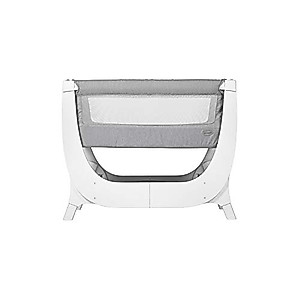 Beaba by Shnuggle Air Bedside Sleeper, Bedside Bassinet, and Infant Crib with Breathable Mesh Sides and Zip Down Side, 7 Different Height Adjustments, Grey
