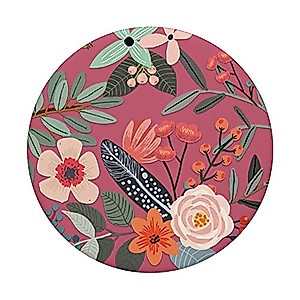 Cute Colorful Pink Garden Botanical Floral Pattern PopSockets PopGrip: Swappable Grip for Phones & Tablets