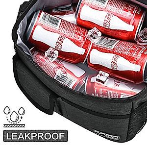 Tirrinia Insulated Lunch Box for Women Men, Leakproof Thermal Reusable Lunch Bag with 4 Pockets for Adult, Cooler Bag Tote for Office Work, Black