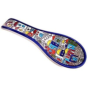 Bluenoemi Israeli Jewelry & Gifts Armenian Ceramics Rest Spoon Shalom Jerusalem Gift Bluenoemi Ceramics Rest Spoon Housewarming Gifts Handmade in Israel.