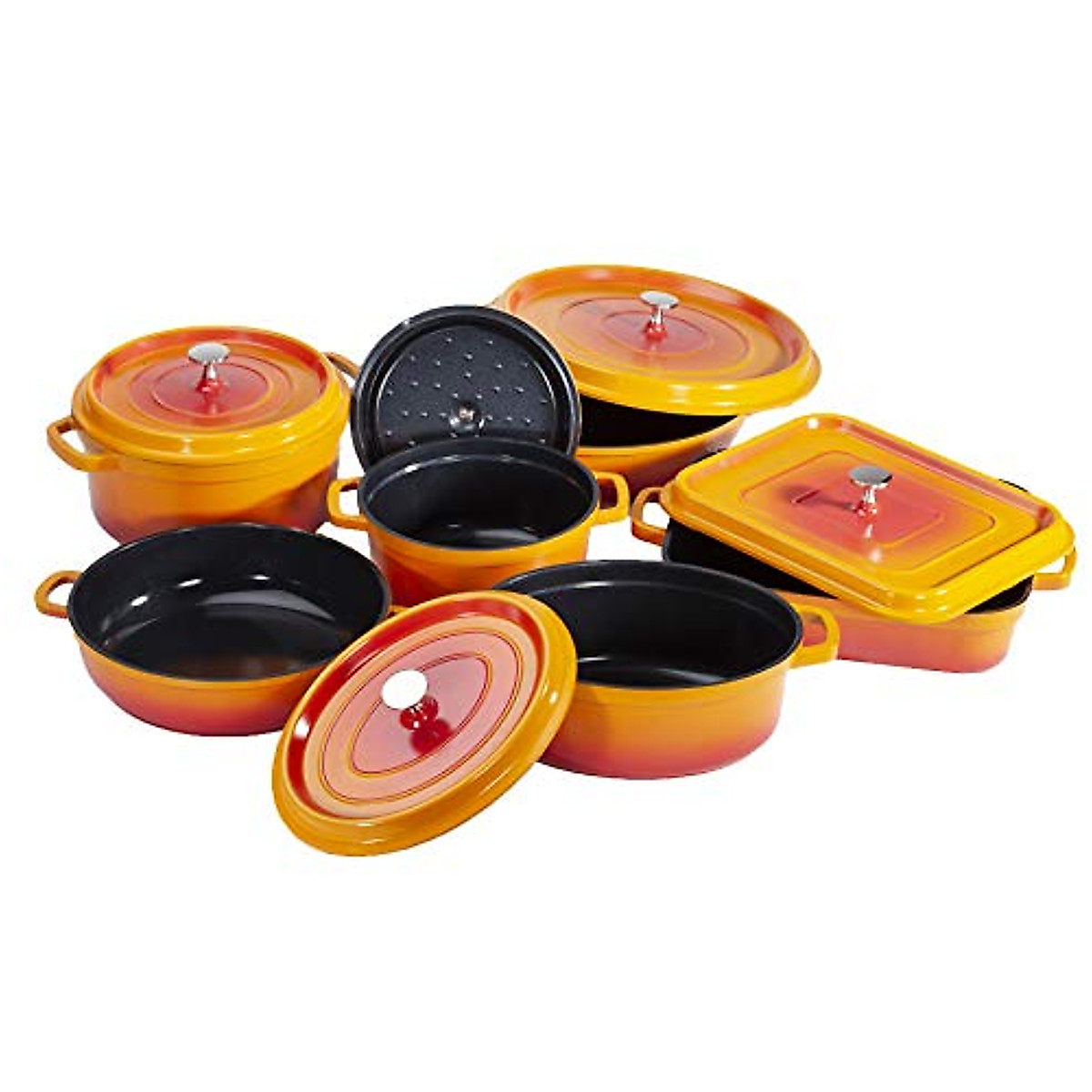 G.E.T. CA-011-O/BK Heiss Lightweight Cast Aluminum Dutch Oven, 2.5 Quart, Round, Orange