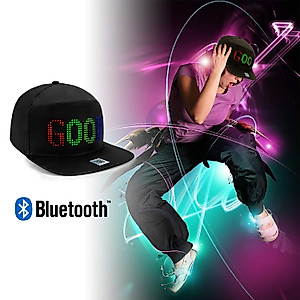 Leadleds DIY LED Hats for Men Women APP Controlled Display Signs LED Caps Baseball Hip Hop Street Dance Party Parade Sunscreen Hiking Night Running Fishing