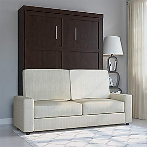 Bestar Pur 78W Queen Murphy Bed and a Sofa in Chocolate