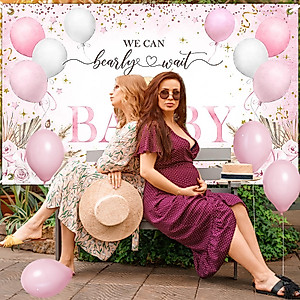 Lecheme Pink Bear Baby Shower Backdrop 6x4ft We Can Bearly Wait Baby Shower Backdrop for Girl Baby Shower Banner Girl Baby Shower Decorations Photo Booth Props