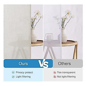 RYB HOME Natural Linen Blended French Door Curtain Privacy Light Filgtering Tricia Window Door Curtain for Patio Sidelight Glass Blind Tie Up Shade for Kitchen, W 26 x L 69 in, 1 Pc