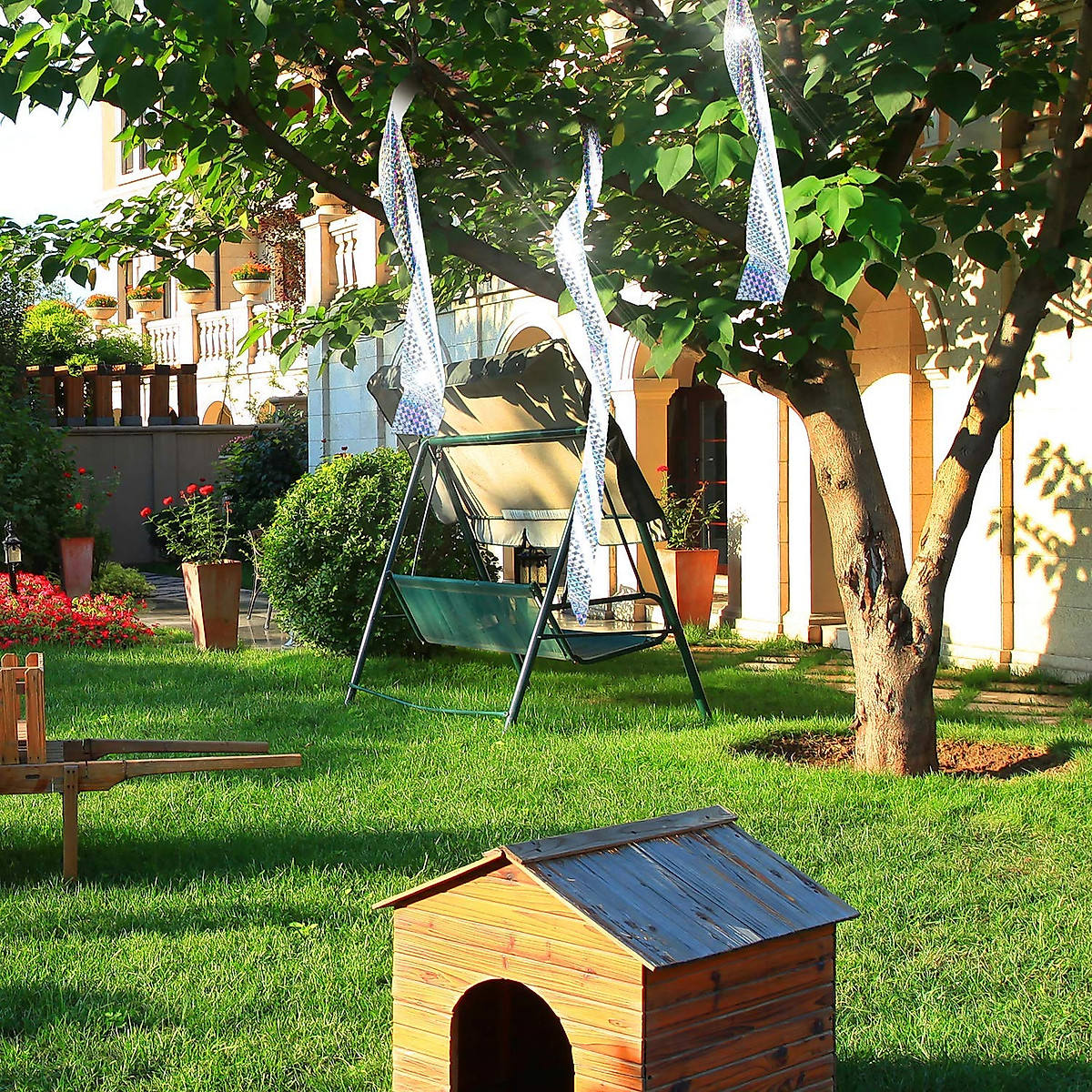 XoreArt Reflective Scare Tape, Double Sided Tape to Keep Away Birds, Pigeons, Crows, Woodpecker, and More (1” by 298 ft)