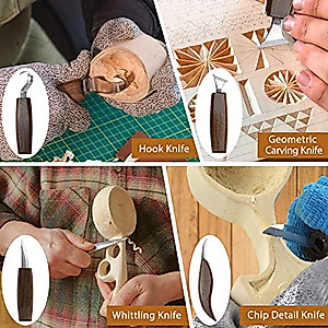 Wood Carving Kit 22PCS Wood Carving Tools Hand Carving Knife Set with Anti-Slip Cut-Resistant Gloves, Needle File Wood Spoon Carving Kit for Beginners Whittling Kit for Kids Adults Woodworking DIY