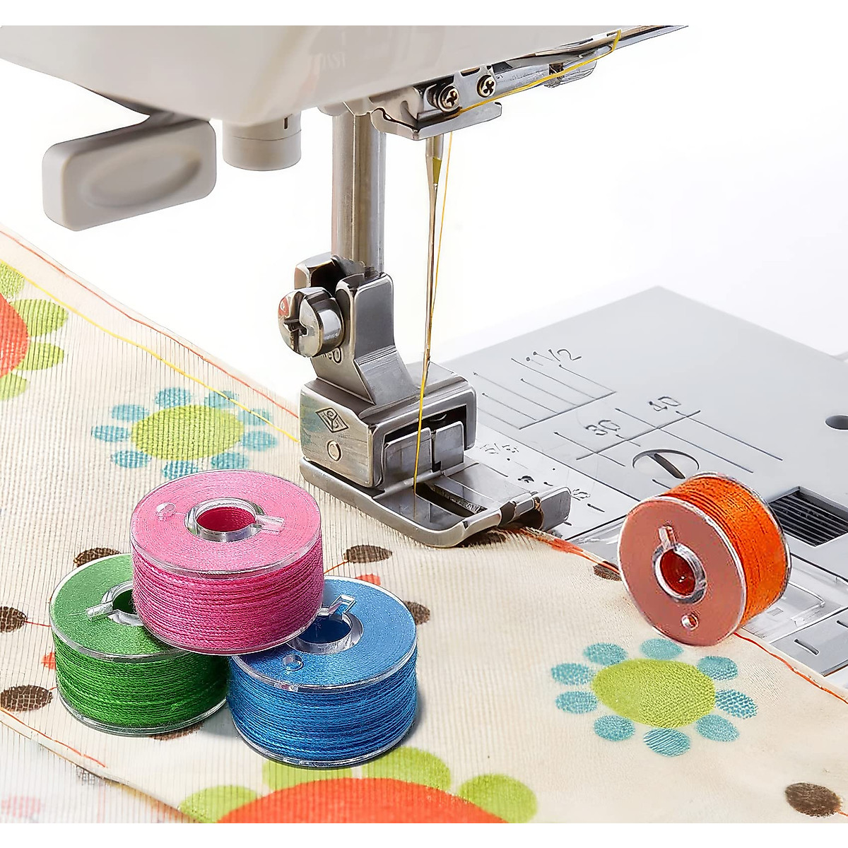 ilauke 36Pcs Bobbins Sewing Thread with Bobbin Case, Size A Prewound Sewing Bobbins, Polyester Thread Compatible for Brother/Singer/Babylock/Janome/Elna Embroidery Machine