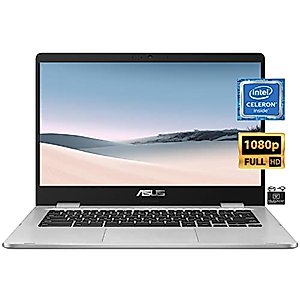2022 Premium ASUS Thin Light Chromebook Laptop, 14" FHD Nano-Edge Display, Intel Celeron N3350 (Upto 2.4GHz), 4GB RAM, 32GB eMMC,Webcam, WiFi, Bluetooth, Long Hour Battery, Chrome OS +HubxcelAccessory