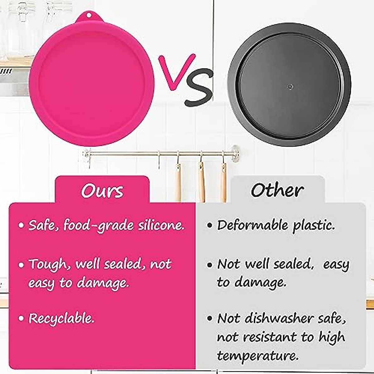 LUVCOSY 1 Cup 2 Cup Round Silicone Replacement Lids for Pyrex 7202-PC, 7200-PC Glass Bowls, 8 Pack, Microwave & Dishwasher & Freezer Safe (Container not Included)