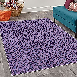 Lunarable Animal Print Decorative Rug, Leopard Skin Wildlife Safari Design Creative Contemporary Art, Quality Carpet for Bedroom Dorm and Living Room, 4' X 5' 5", Lavender