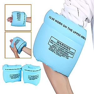 4 Pcs Arm Floaties Inflatable Toddler Baby Swimming Sleeves Rings Arm Bands Water Wings Pool Floats for Kids Adults Childern (Blue)